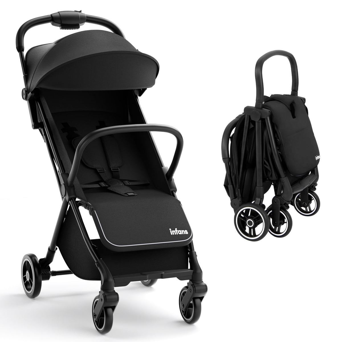 INFANS Lightweight Baby Stroller, One-Hand Gravity Fold, Compact Trave ...