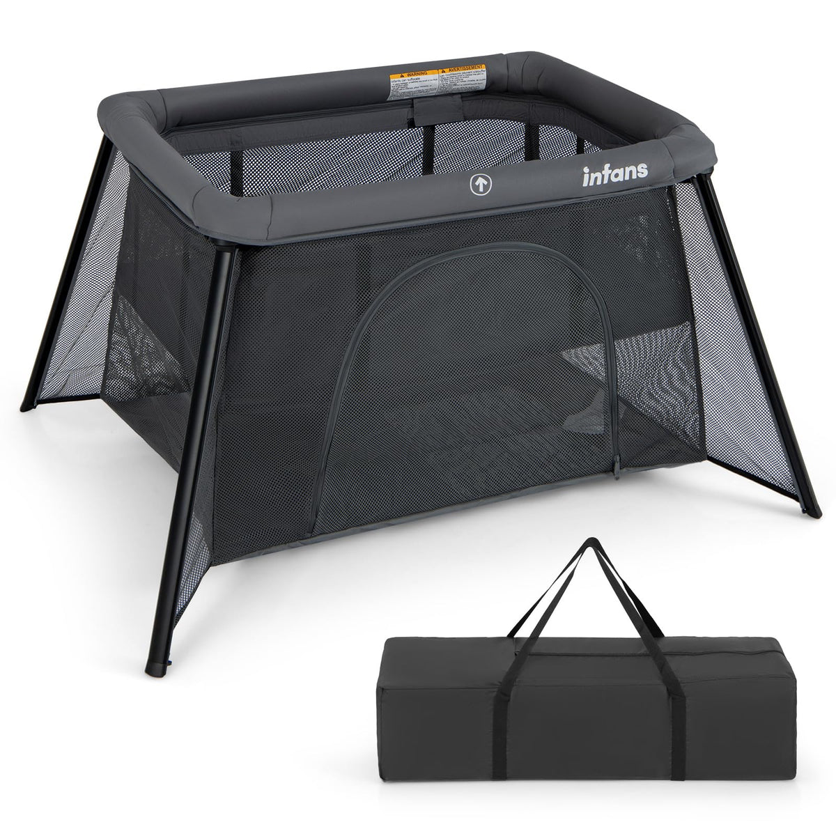 INFANS Travel Crib, Portable Baby Playpen with Removable Bassinet Soft ...